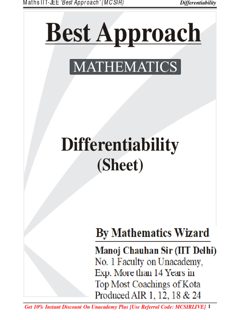 105 Differentiability Sheet Pdf
