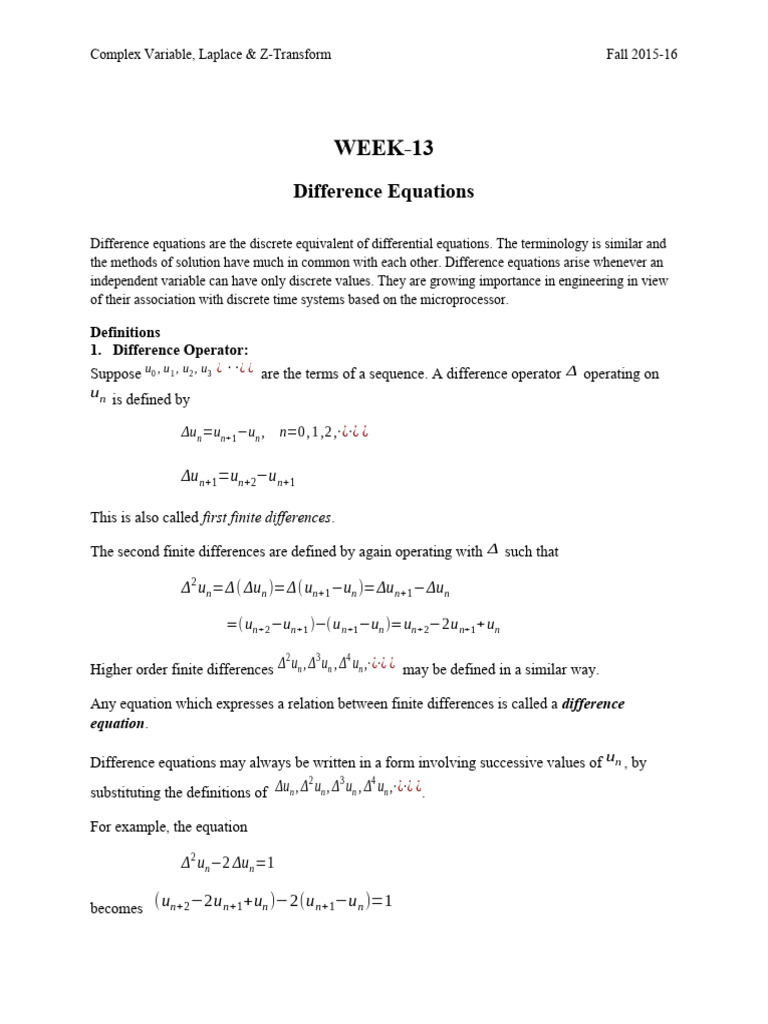 Z-Transformation Week13 | PDF