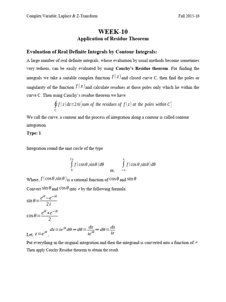 Complex Variable Week10 | PDF