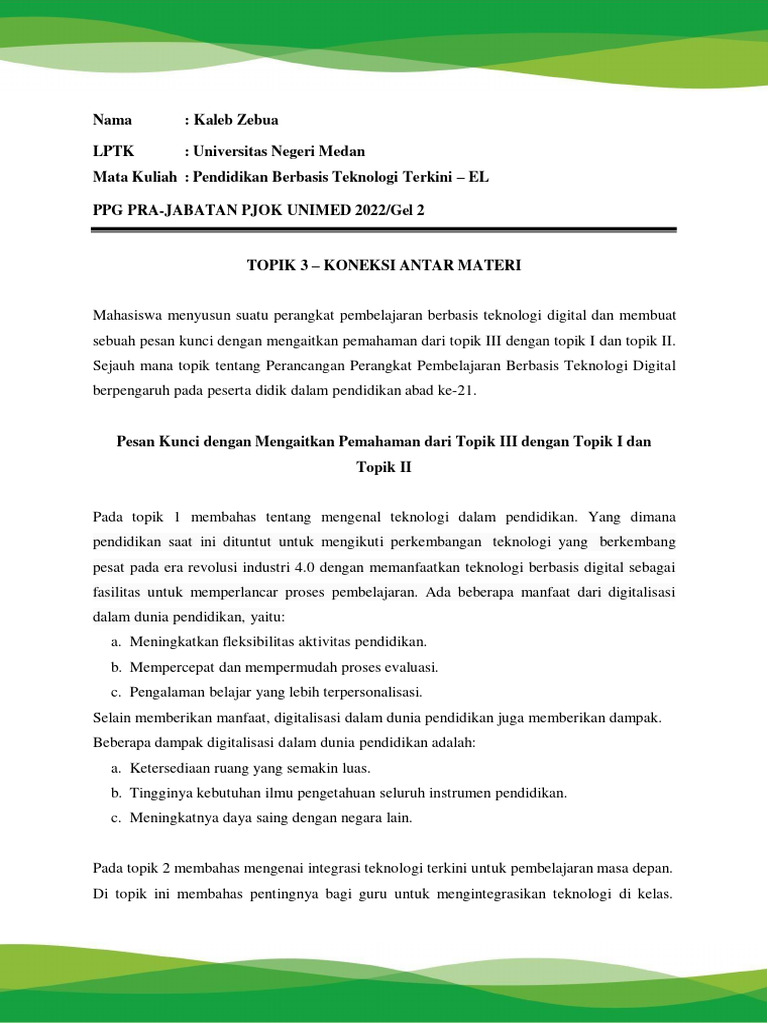 Topik 3-Koneksi Antar Materi | PDF