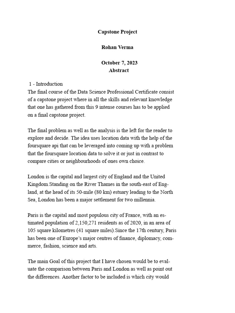 Capstone Project Final Full Report | PDF