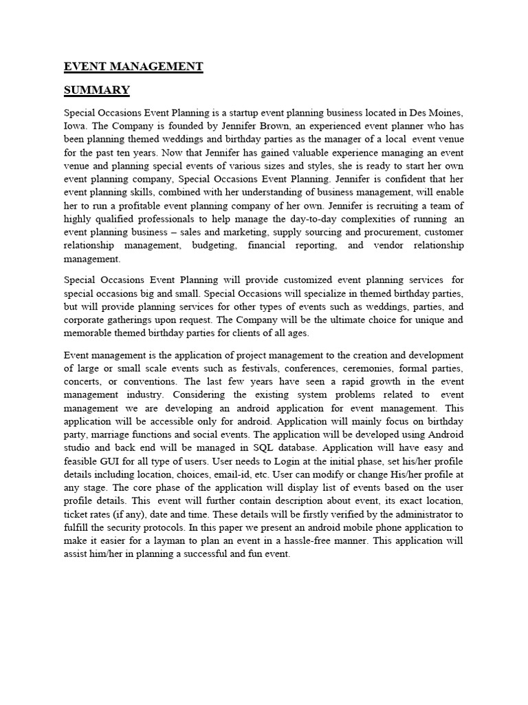 Event Management | PDF | Strategic Management | Human Resource Management