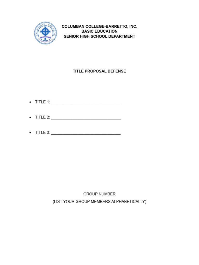 Title Proposal Front Page | PDF