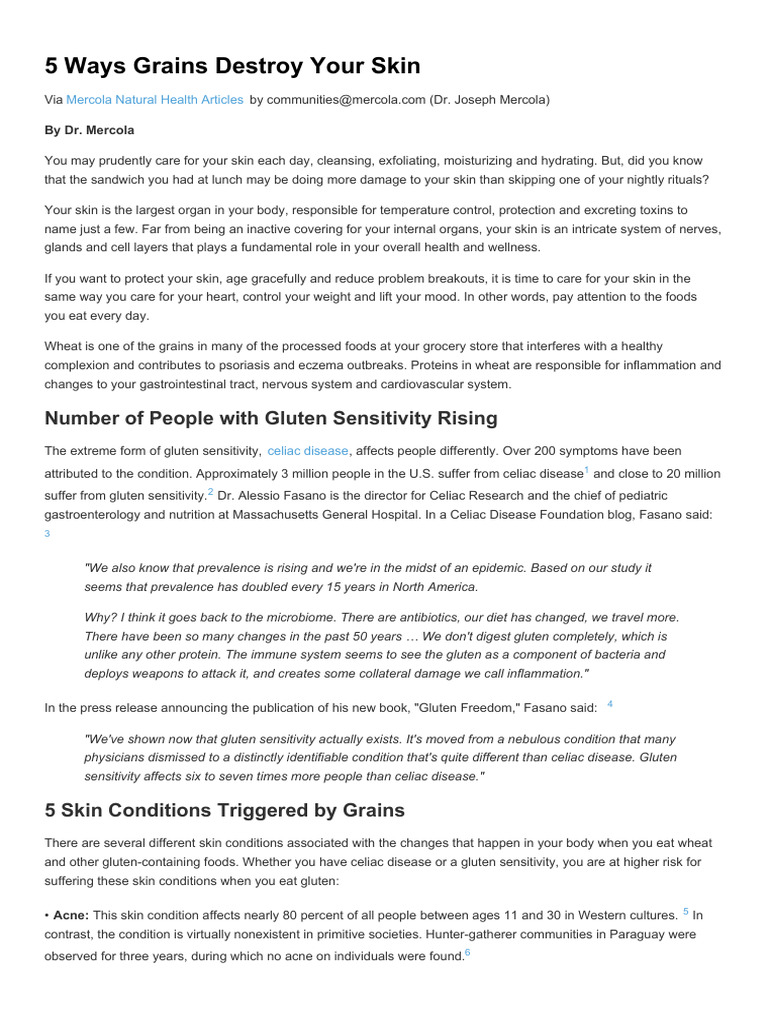 5 Ways Grains Destroy Your Skin | PDF | Wellness
