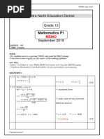 Memo 2025 Baseline Test Grade 12 Mathematics | PDF | Mathematics