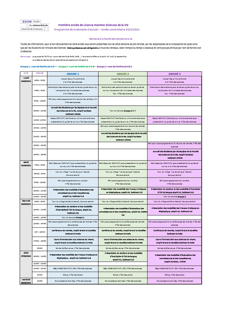 L1 Programme Rentre - e 2023 2024 PDF | PDF