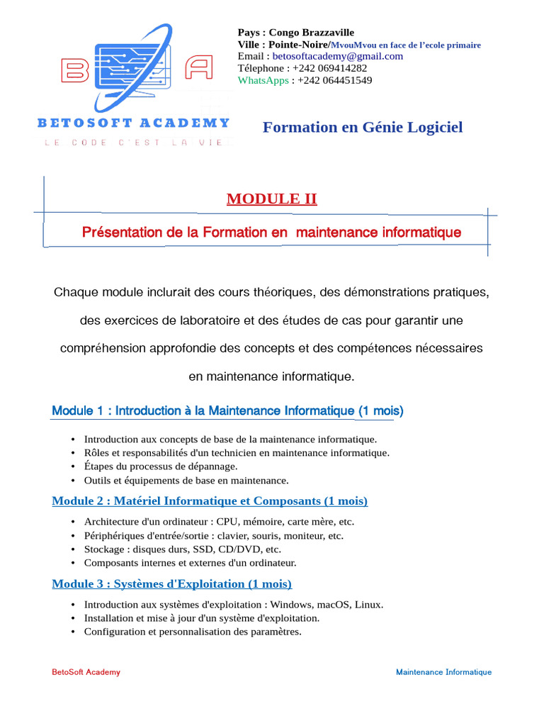 Formation en Maintenance Informatique | PDF | Informatique | Système d ...