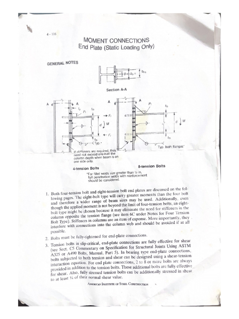 End Plate (Static Loading Only) | PDF