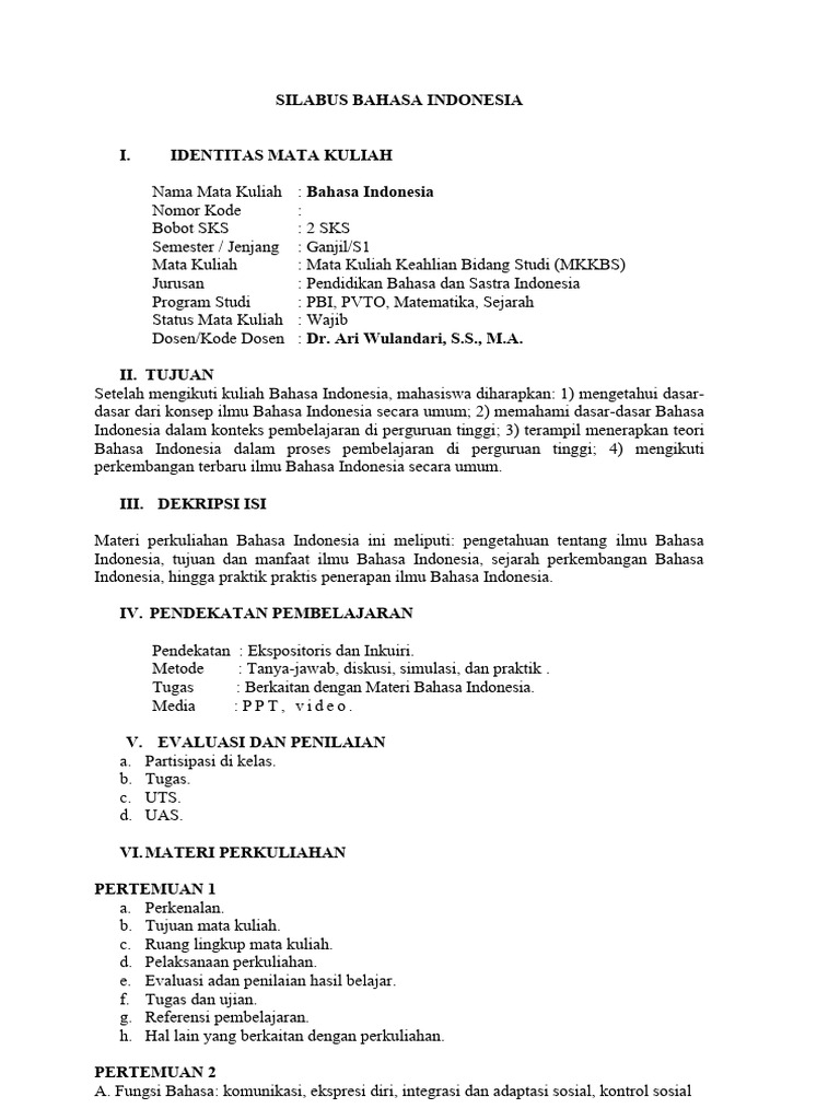 Materi 1 Bahasa Indonesia MKU | PDF