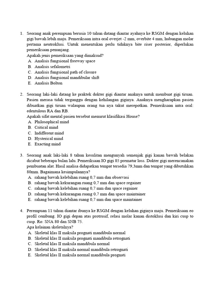 Soal Orthodonsia I-2022 | PDF