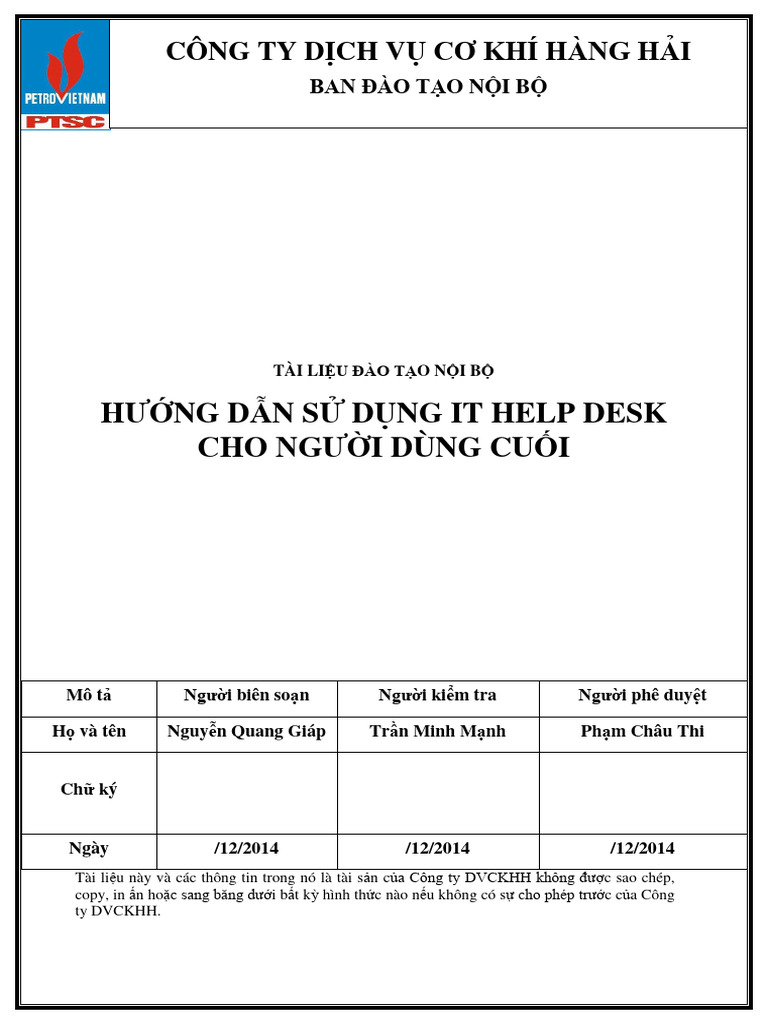 Huong Dan Su Dung IT Help Desk | PDF