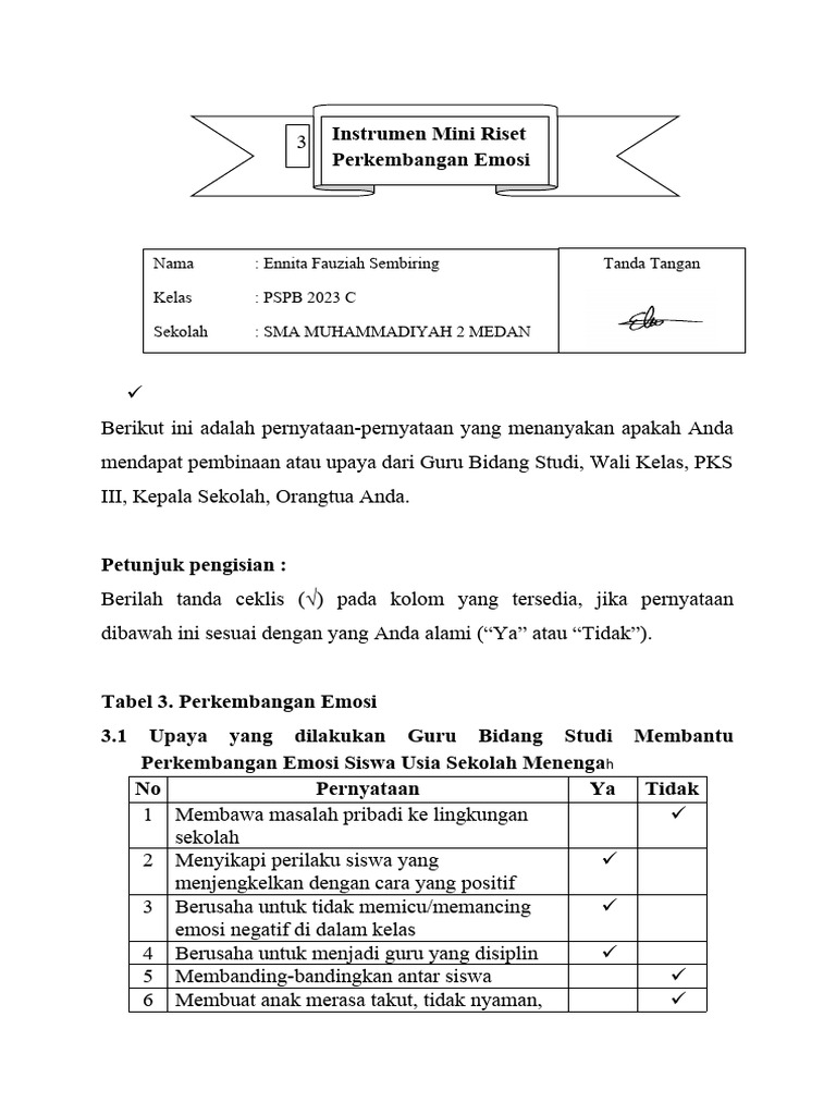 Mini Riset Perkembangan Emosi | PDF