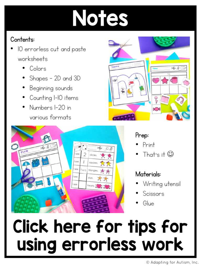7-FINAL Errorless Cut and Paste Worksheets | PDF