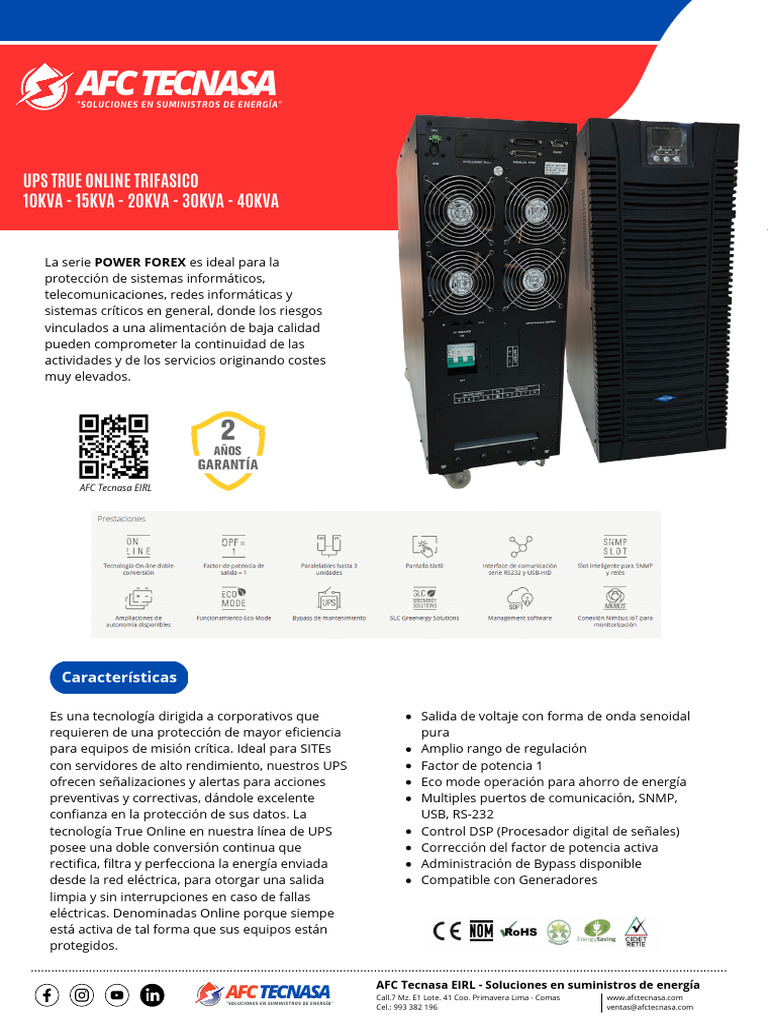 UPS Trifasico 10 A 40KVA Power Forex | PDF | Frecuencia | Ingenieria Eléctrica