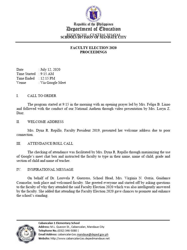 PROCEEDINGS Faculty ELECTION 2020 | PDF