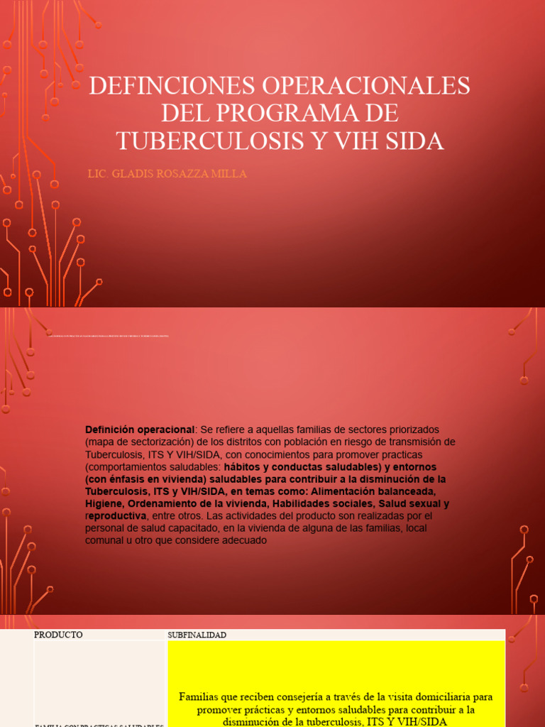 DEFINICIONES OPERACIONALES DEL PROGRAMA DE TUBERCULOSIS Y VIH SIDA Valido | PDF