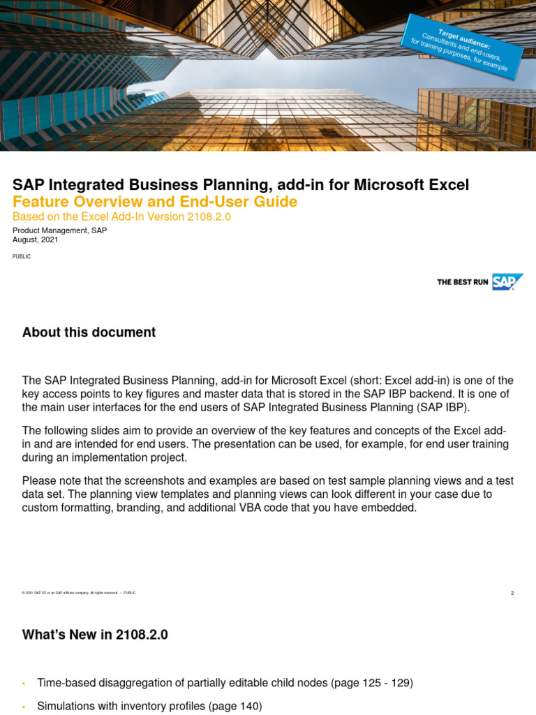 SAP IBP Excel Add-In User Guide | PDF | Business | Computers