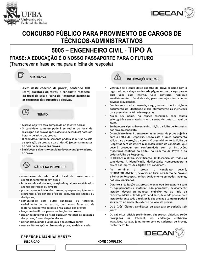 pROVA IDECAN | PDF