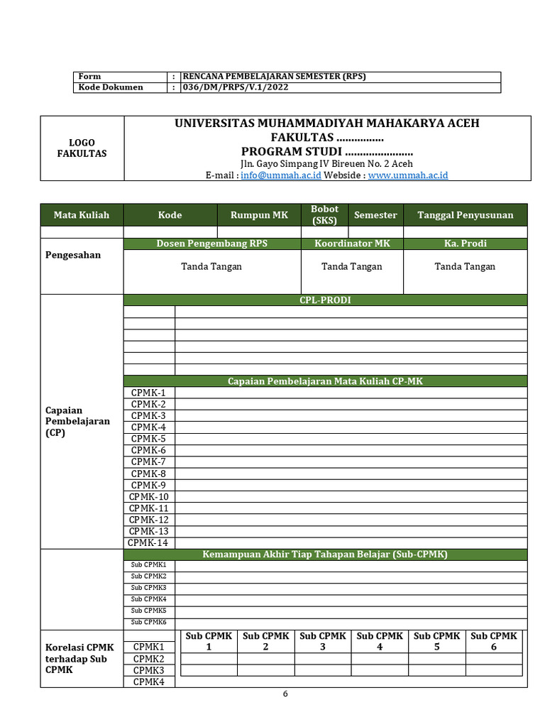 Formulir SPMI RPS | PDF