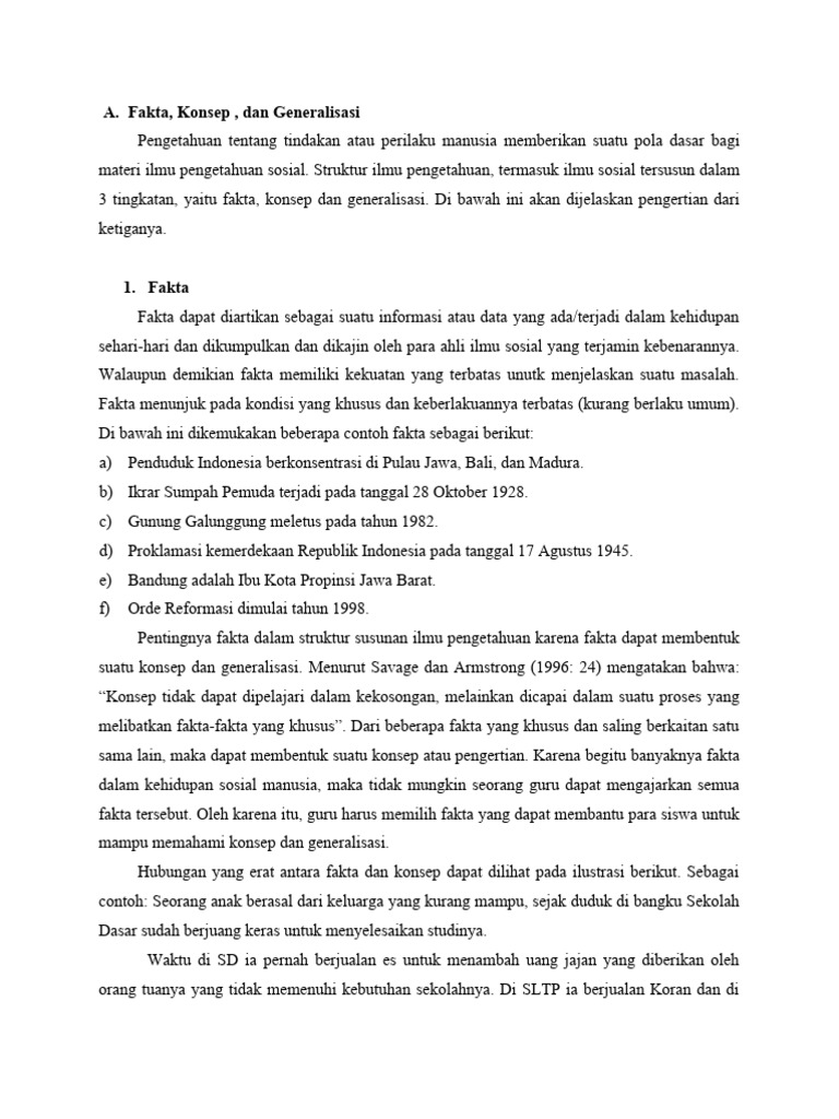 Fakta, Konsep Dan Generalisasi | PDF