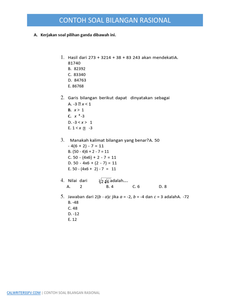 Soal Bilangan Rasional | PDF