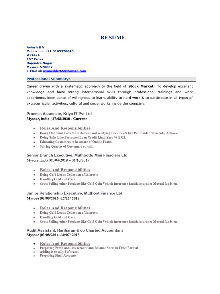 Avinash Resume | PDF