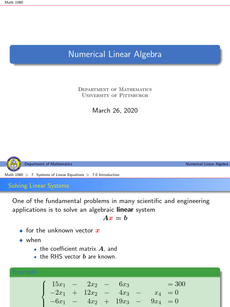 Solving Linear Systems in Algebra | PDF