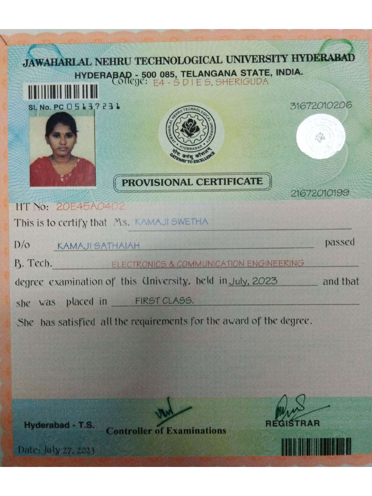 Provisional Certificate | PDF