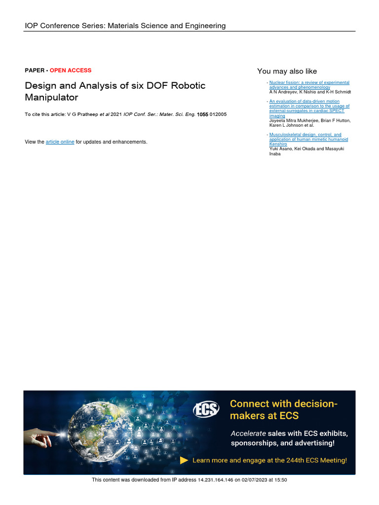 Pratheep 2021 IOP Conf. Ser. Mater. Sci. Eng. 1055 012005 | PDF | Technology & Engineering