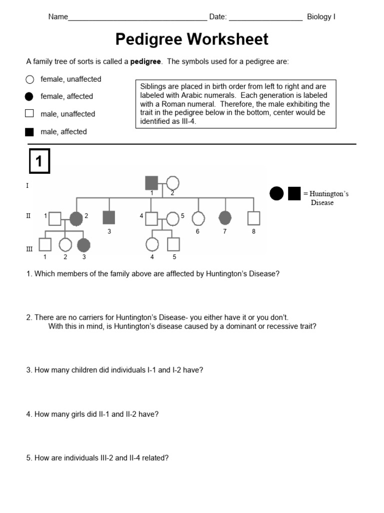 Pedigree Practice Problems | PDF