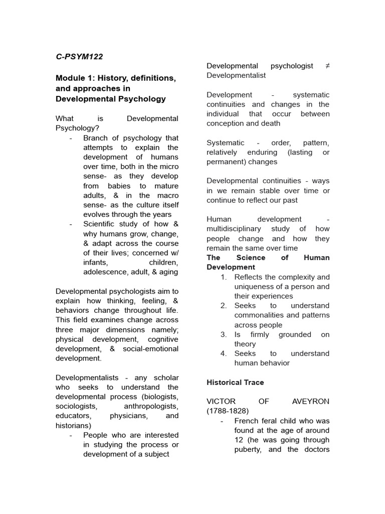 Developmental Psychology History and Concepts | PDF