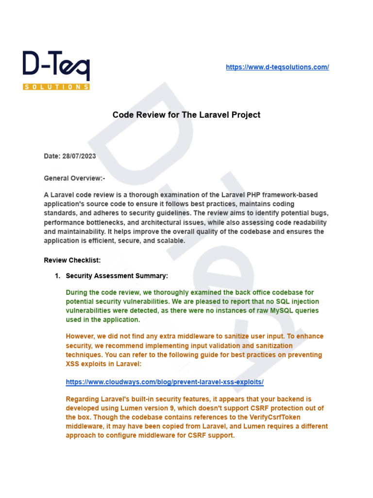 Laravel Code Review | PDF