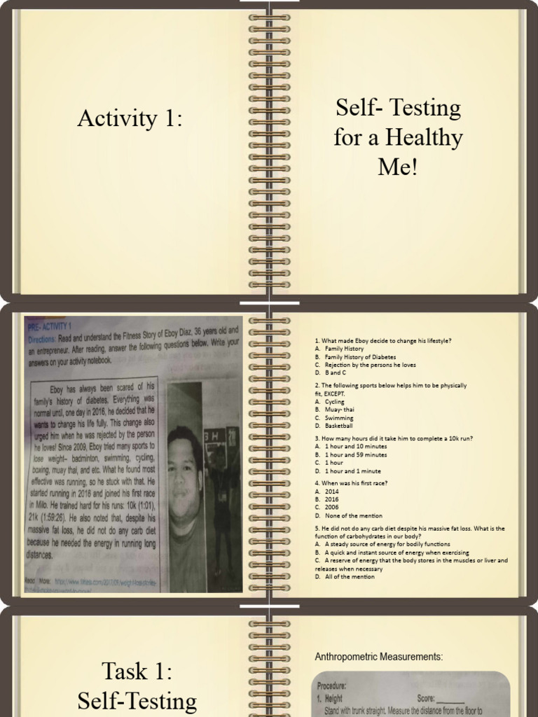 Activity 1: Self-Testing For A Healthy Me! | PDF