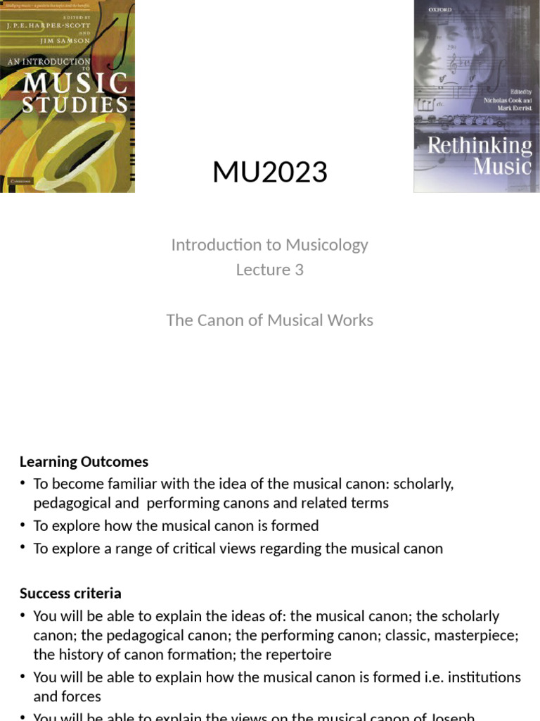 Lecture - 3 - The Canon of Musical Works - 4.10.22 - Tagged | PDF ...