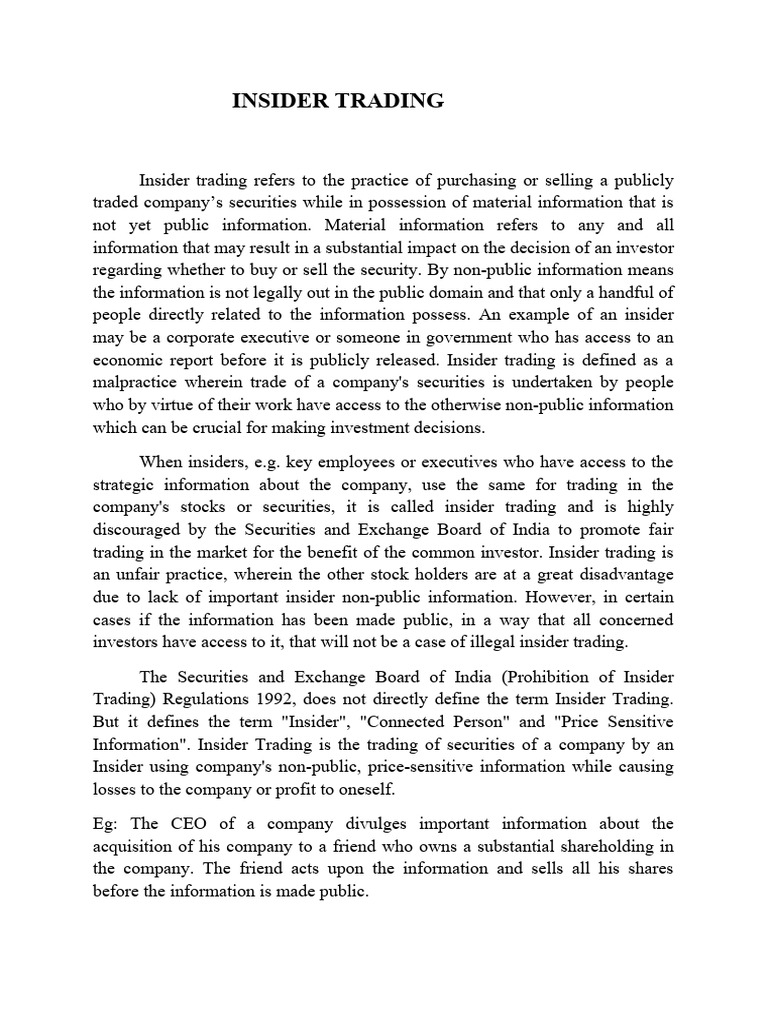 Insider Trading | PDF | Insider Trading | Stocks