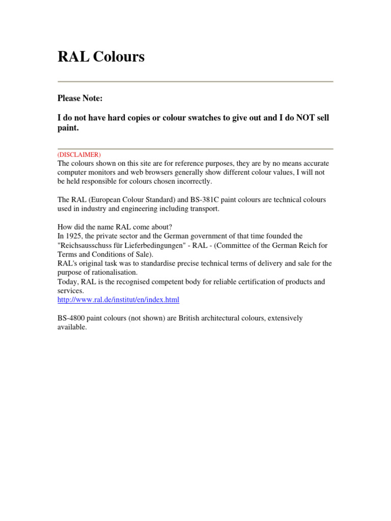 RAL Colour | PDF