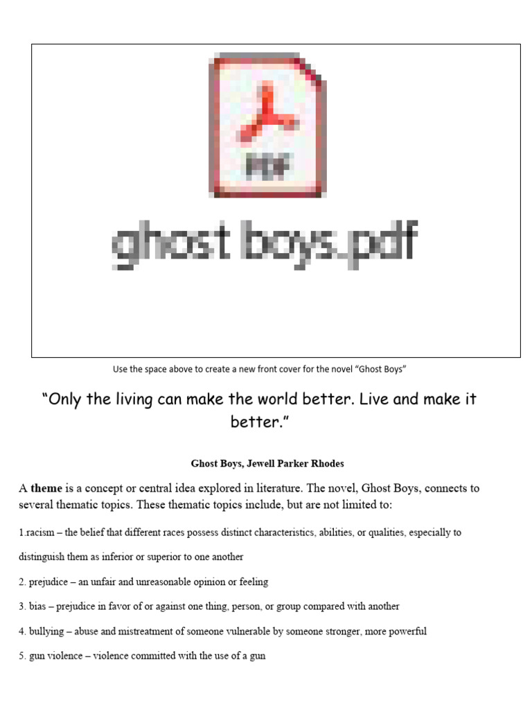 GhostBoysStudyGuide 1 | PDF