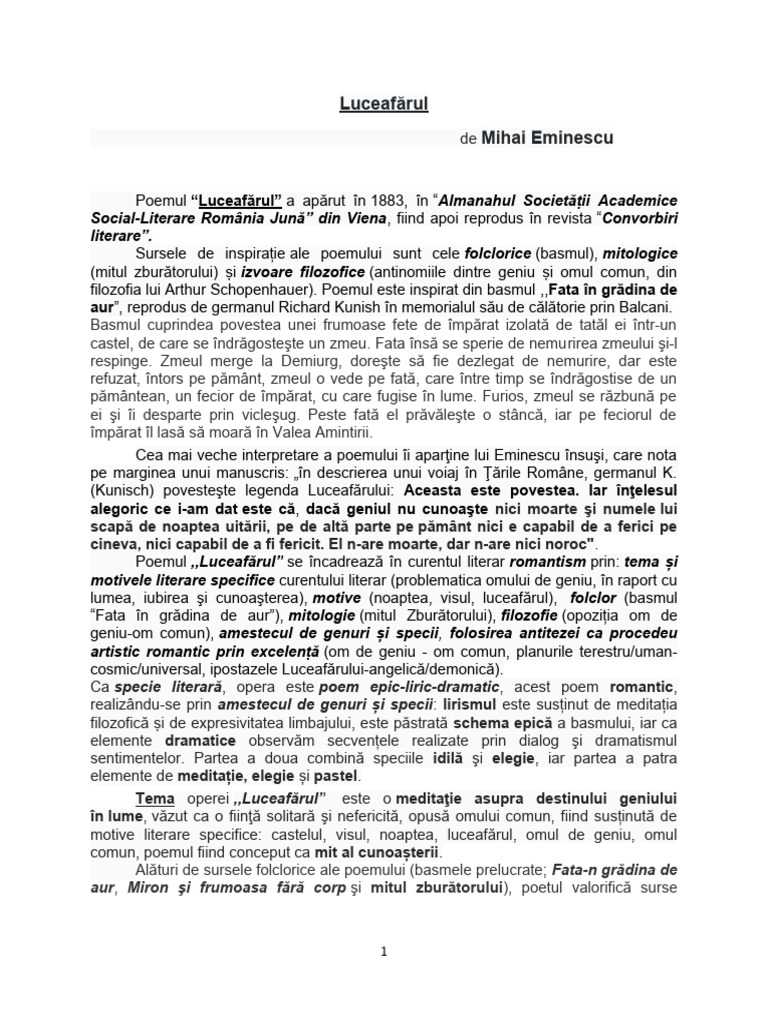 eseu luceafarul | PDF