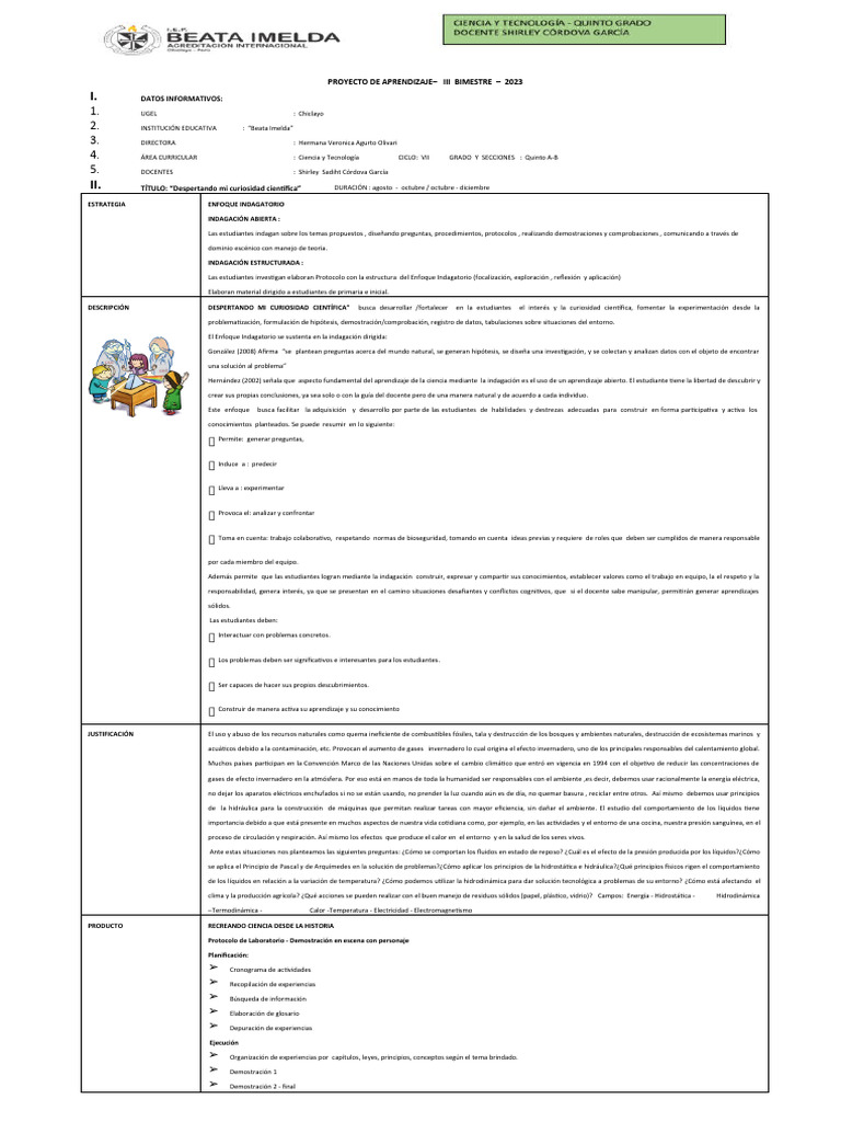 Proyecto - Curiosidad Cientifica-C1-C2-C3 | PDF