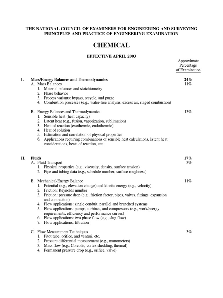 PE Chemical Exam Overview | PDF | Heat Transfer | Distillation