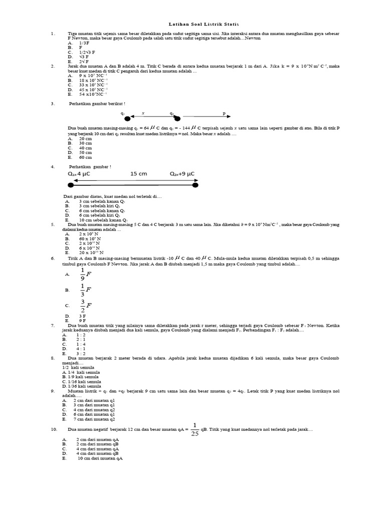 Latihan Soal Listrik Statis | PDF
