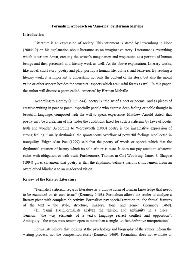 Formalism Approach - America Poem | PDF