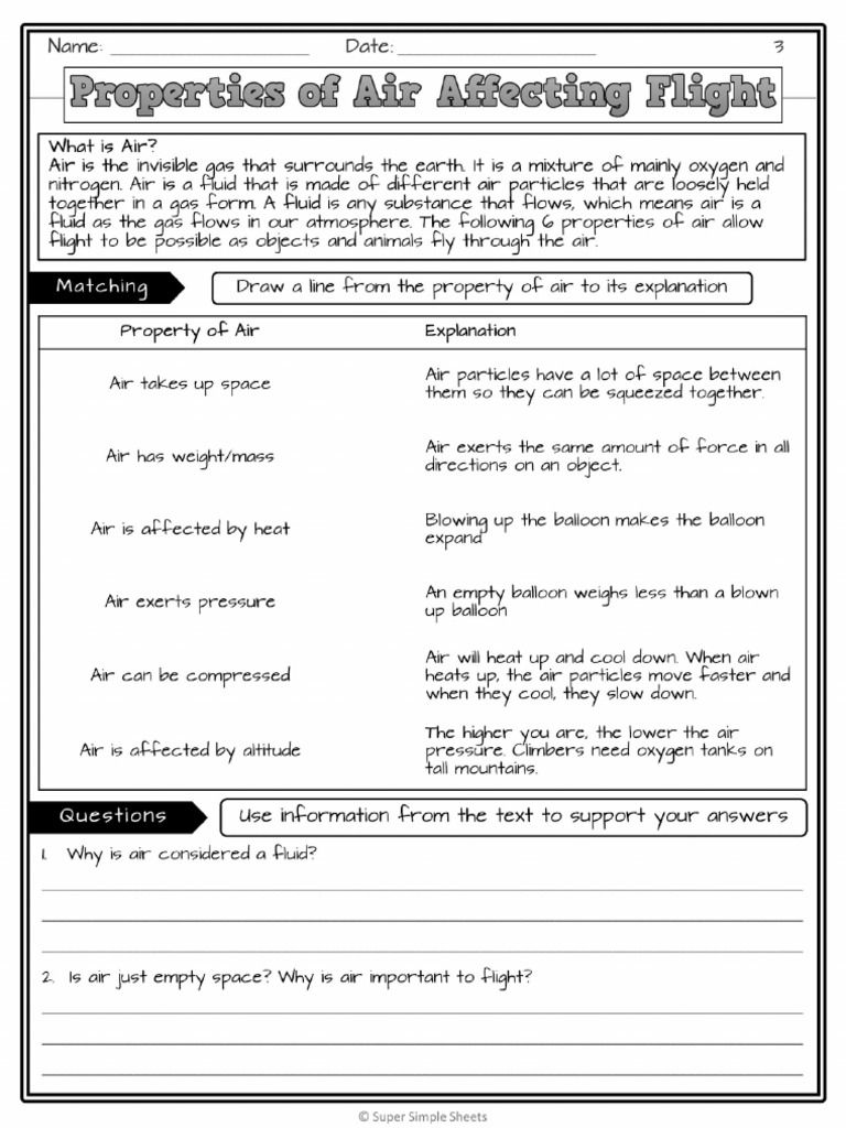 Properties of Air - Science Grade 6 - Flight | PDF