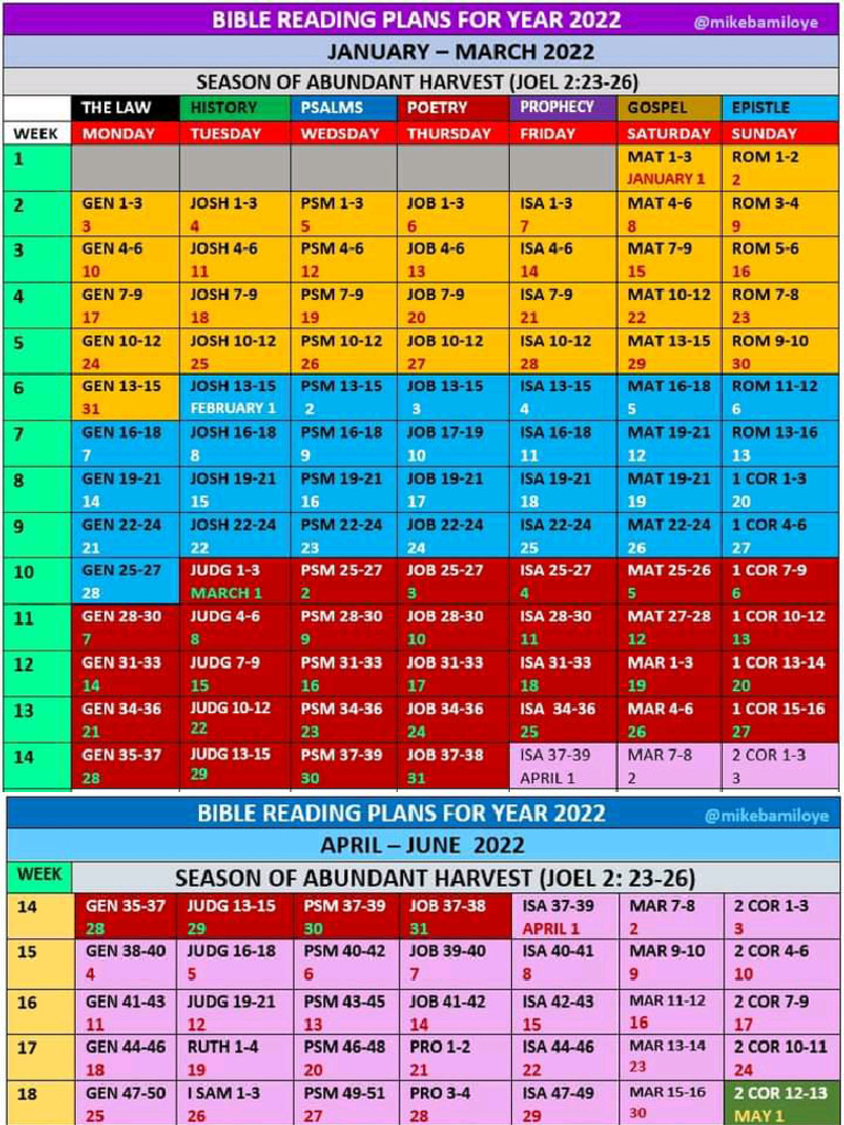 Yearly Bible Reading Plan | PDF