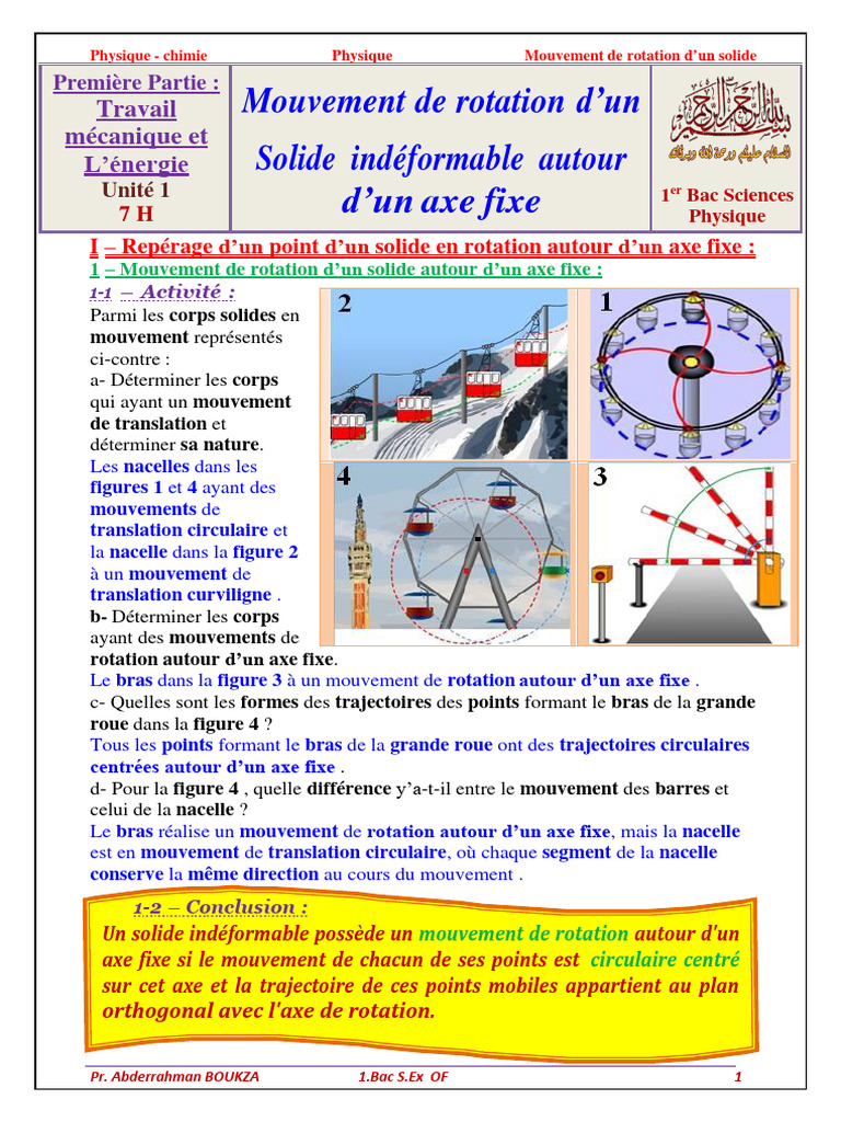 Cours 1 1.bac (Mouvement) | PDF
