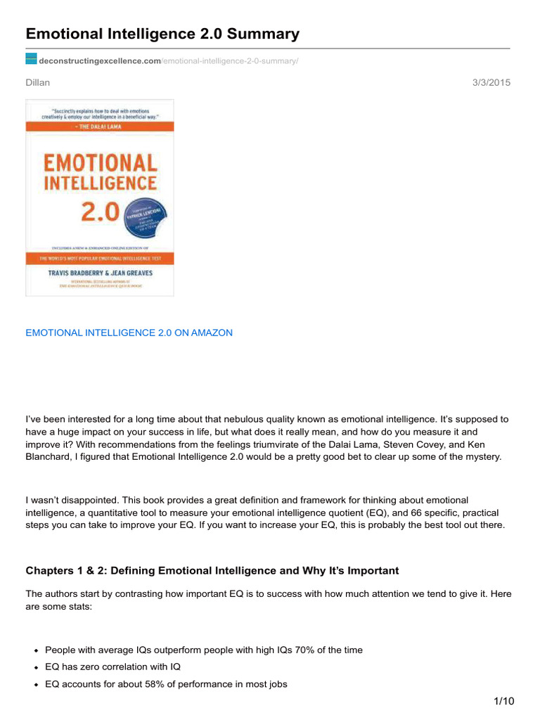 Emotional Intelligence 20 Summary | PDF Emotional Intelligence 20 Summary | PDF