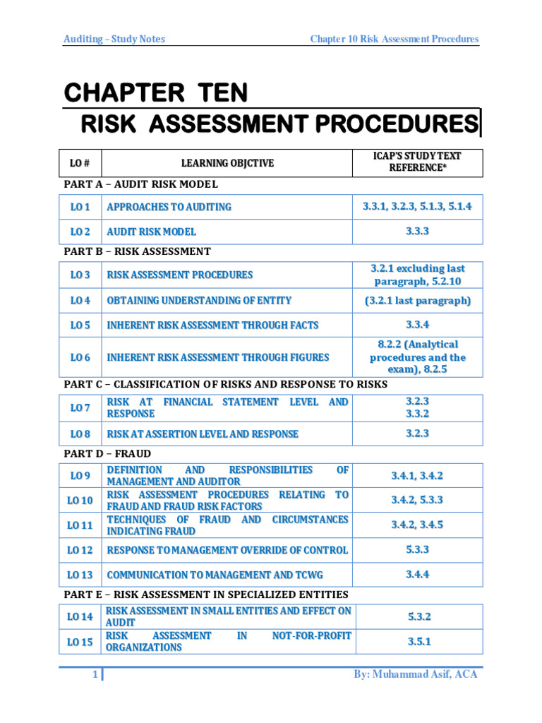 Chapter 10 Risk Assessment Procedures | PDF