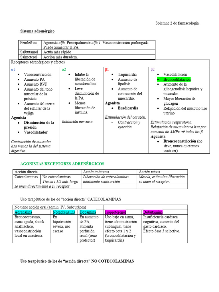 Farmacología del Sistema Adrenérgico | PDF | Insulina | Asma
