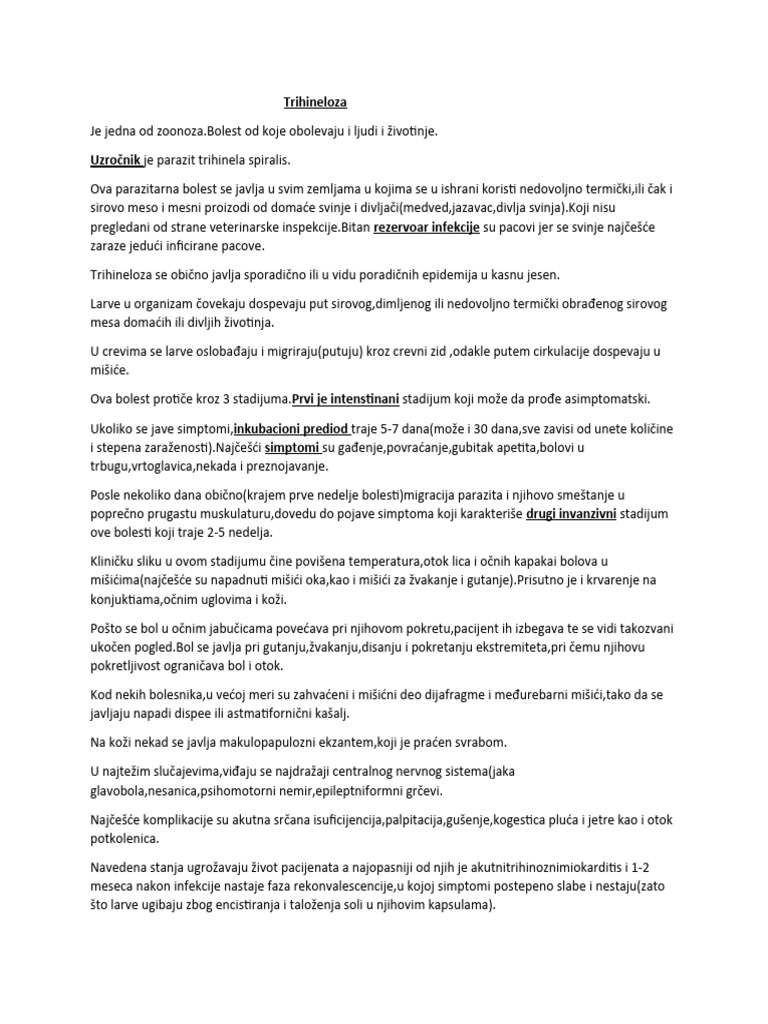 Trihineloza | PDF