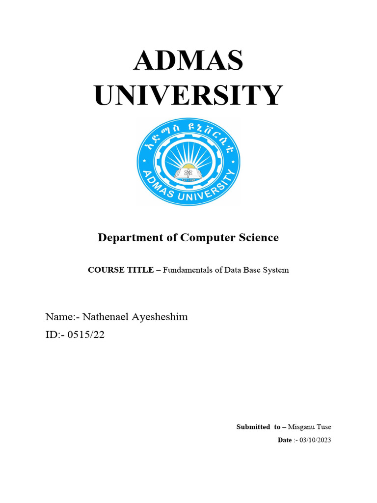 Admas University | PDF